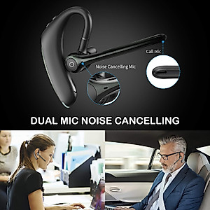Bluetooth Headset,Wireless Bluetooth Earpiece V5.0 Dual Mic Noise Cancelling Earphone Built-in 2Mic 16Hrs Hands-Free Calling for Driving/Business/Office/Trucker with iPhone Android Cell Phones (Green)