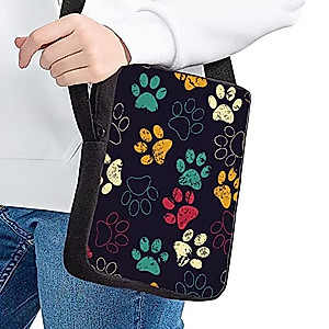 JEOCODY Colorful Animal Paws Print Mini Crossbody Bags for Women Teen Girls Shoulder Bag Purse Holder Satchel