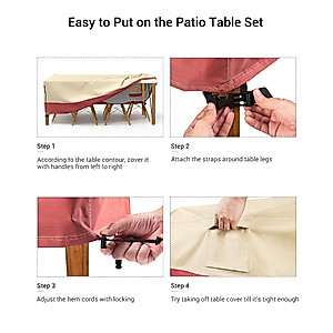 BROSYDA Patio Furniture Set Cover Waterproof, 600D Heavy Duty Lawn Patio Furniture Covers, Outdoor Sectional Sofa Cover Patio Table Chair Set Cover, 108" W×82" D×28" H, Beige & Orange