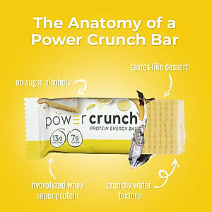 Power Crunch Protein Wafer Bars, High Protein Snacks with Delicious Taste, Lemon Meringue, 1.4 Ounce (12 Count)