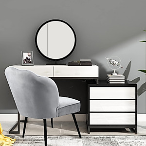 DEARYOU Grey Velvet Chairs Set of 2,Dinning Accent Upholstered Chair for Dining Room,Modern Living Room Chairs for Living Room,Vanity Chair for Bedroom(Grey, 2pcs)