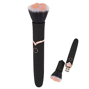 Electric Makeup Brush, 10 Gears Vibration Massage Brush, Works with, Concealer or Blush, Rechargeable Adjustable Loose Powder Brush Black