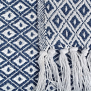 DII Global Mini Diamond Woven Throw, 50x60, Nautical Blue