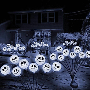 Janchs Upgraded 2 Pack 16LED Xmas Decorations Outdoor Solar Swaying Firefly Lights, Waterproof Solar Nightmare Xmas Pathway Lights Yard Garden Pathway Halloween Xmas Decor(Cool White) (JCS061)