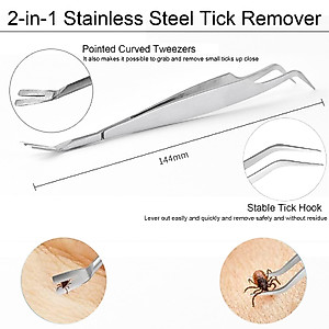 ILamourCar 4Pcs Tick Remover Tool Set, Professional Tick Tweezers Tick Hooks Tick Remover Painlessly Tick for Dogs Cats and Other Pets
