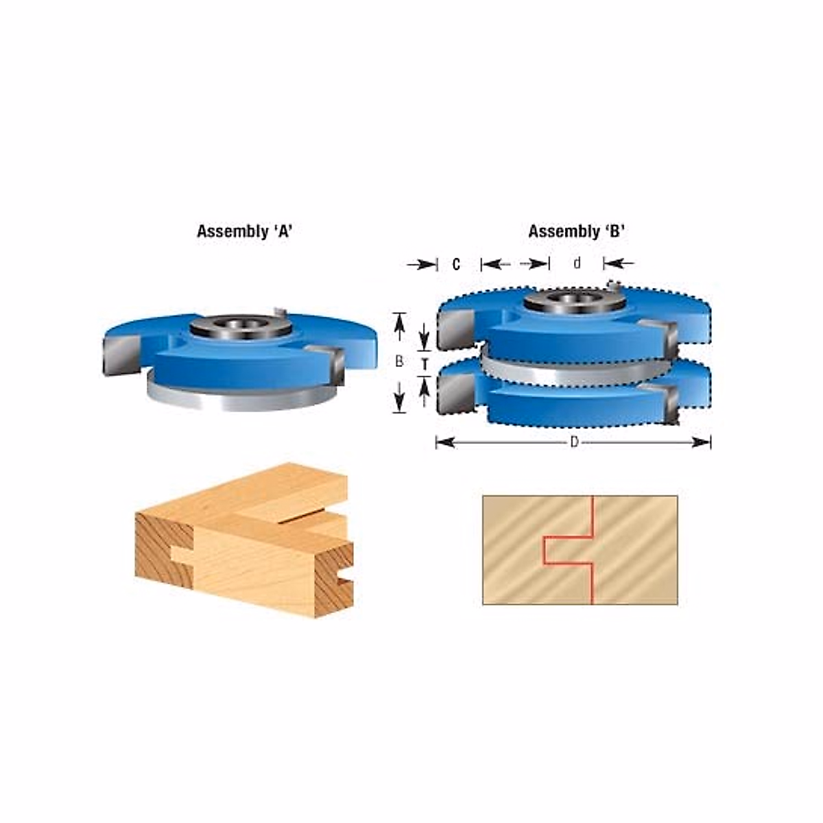Amana Tool - SC577 Carbide Tipped 3-Wing Tongue & Groove Reversible Stile & Rail 2-13/32 x