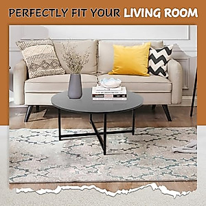 TOYSINTHEBOX Round Coffee Table Modern Coffee Table Sofa Table Tea Table for Living Room, Office Desk, Balcony, Wood Desktop and Metal Legs, Black, 31.5"