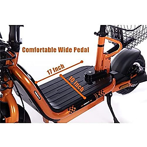 Soumye 48V 500W 13AH Folding Electric Scooters E-Scooter 10" Fat Tire Lithium-ion Battery e-Bike Electric Bicycle(Orange) for Adults