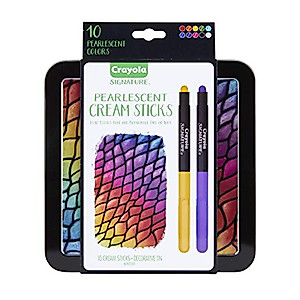 Crayola Pearlescent Cream Sticks & Case, Oil Pastel Alternative, Gift Set, 10 Count