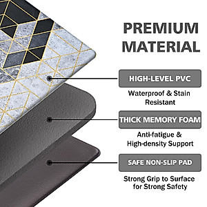 Kitchen Mats 3 Piece Set, Memory Foam Kitchen Rugs Mat Non Slip Washable for Floor, Modern Kitchen Mats Cushioned Anti Fatigue, Waterproof Kitchen Runner Rug, 18‘’ x 30‘’ + 18'' x 48'' + 18'' x 60''