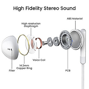 USB C Headphones, Type C Earphones HiFi Stereo in Ear Wired Earbuds USB C Earphones, Type C Headphones with Mic Compatible with Samsung Galaxy S21 Ultra S20 FE Note 10 Google Pixel 6 5 4XL Oneplus 9 8