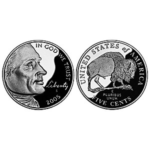 2005 S Deep Cameo Proof Jefferson Nickel Set 2-coins Buffalo and Ocean View 5c US Mint DCAM