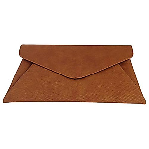 JNB Synthetic Leather Double Pocket Envelop Clutch, Tan Medium