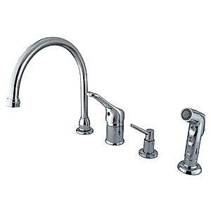 Kingston Brass KB811K1 Wyndham Single-Handle Widespread Kitchen Faucet Combo, 9", Polished Chrome