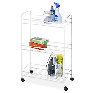 Whitmor Slim Rolling Household Cart - White 30.50 x 9.25 x 20.75
