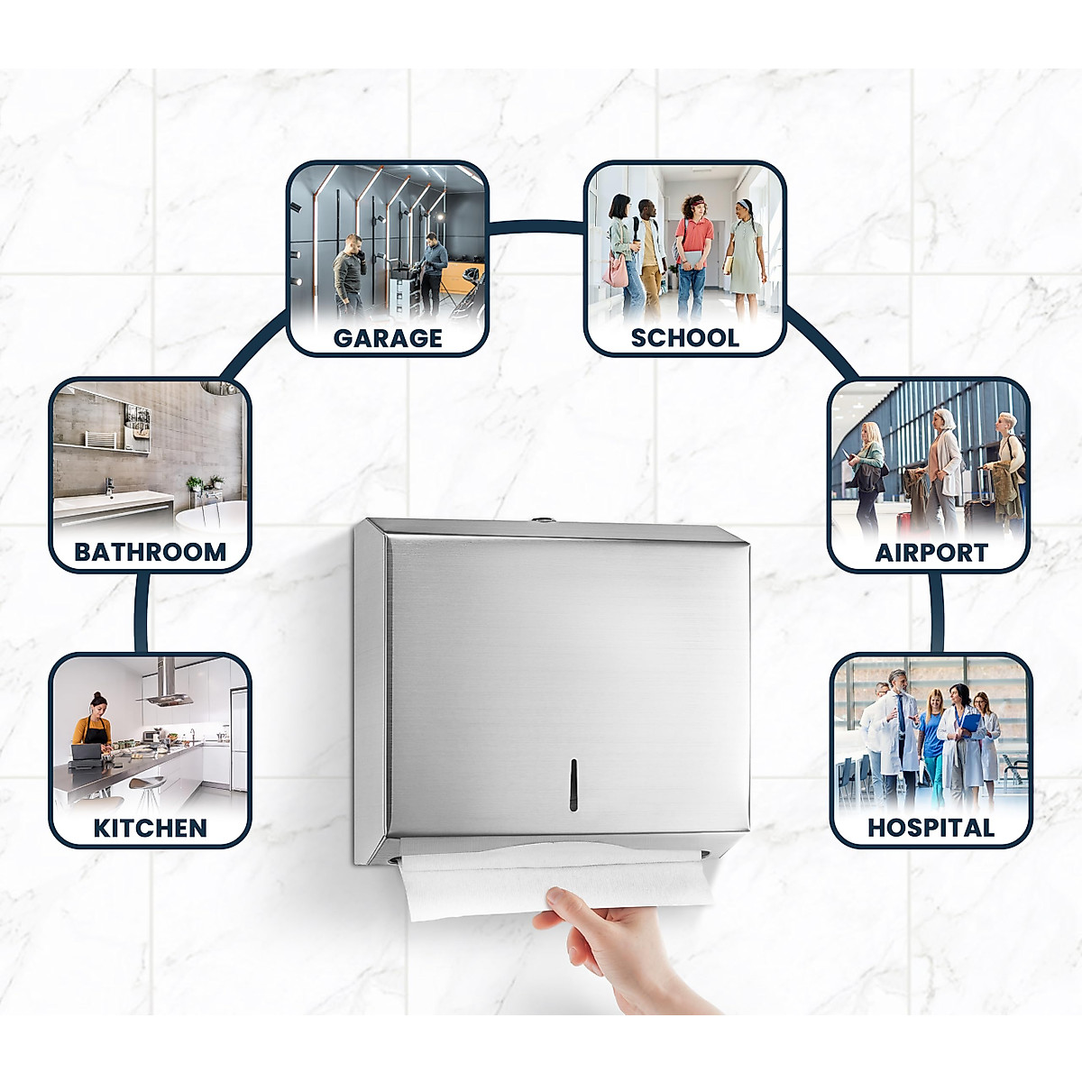 Alpine Industries C-Fold/Multifold Paper Towel Dispenser - Brushed Stainless Steel (290 C Folds/ 380 Multi-Fold)