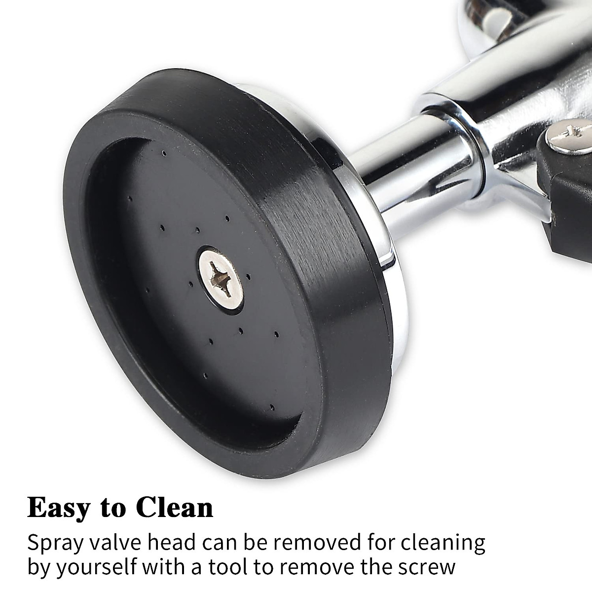 KWODE Pre-Rinse Spray Valve Commercial Kitchen Sink Faucet Sprayer Head with Hand Grip Assembly 1.42GPM High Pressure Dish Sprayer Nozzle Kit for Restaurant Industrial Faucet, Chrome (Black)