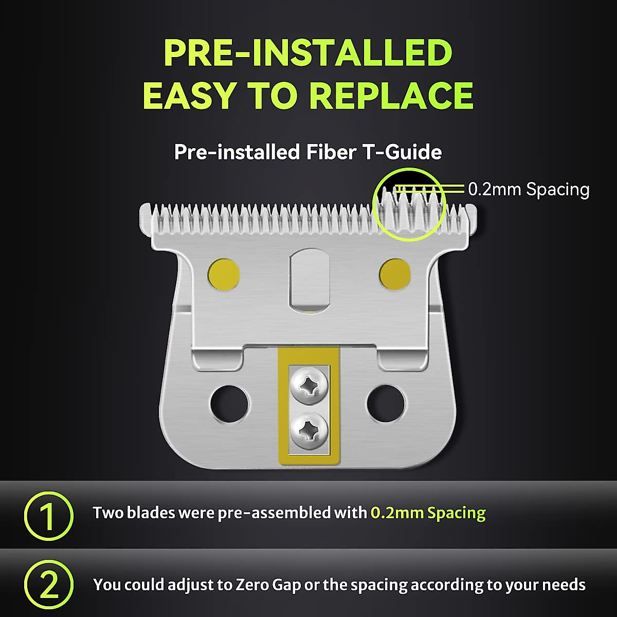 Blades for Andis T Outliner, G, GO, GTO, GTX, Headliner LS2, LS3 Blades Replacement, 2 Pack