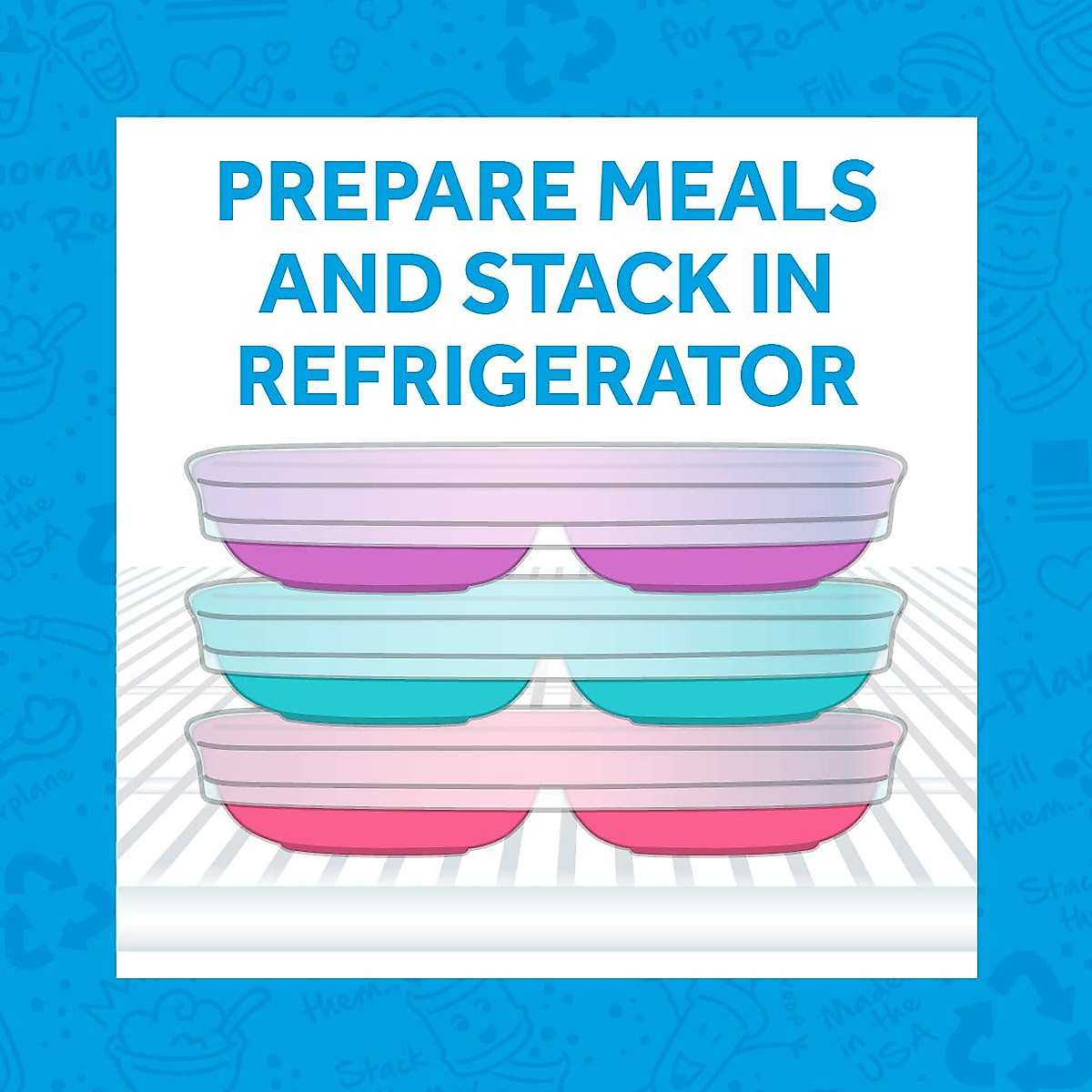 Re-Play -Made in USA - 5 Piece Toddler Feeding Set Flat Plate, Silicone Storage Lid, Utensils - Made from Environmentally Friendly Recycled Milk Jugs - Purple