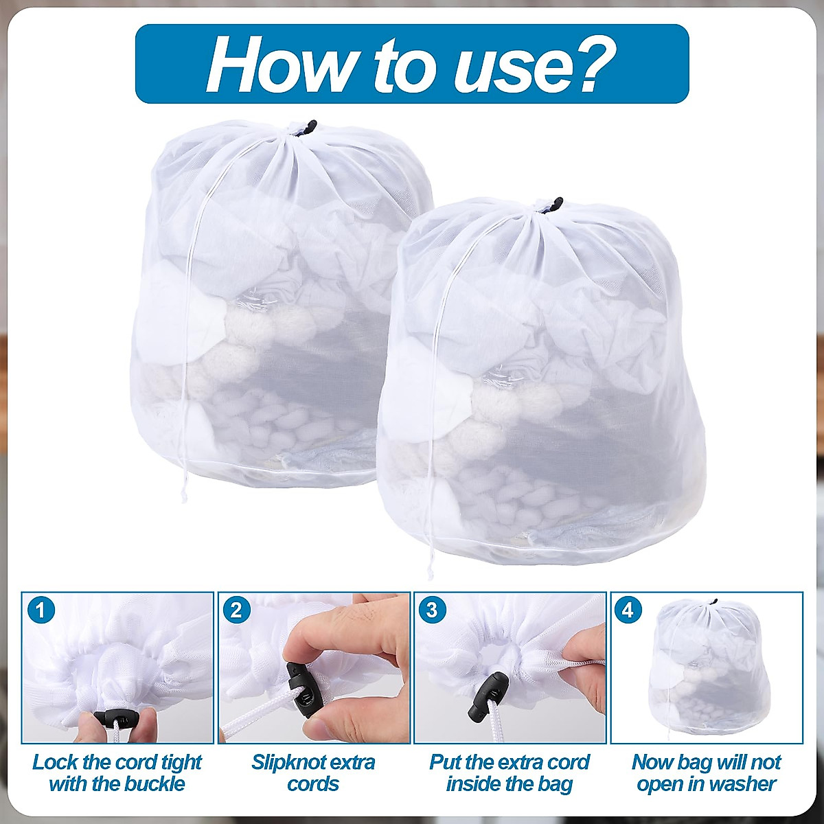 Large Mesh Laundry Bag,24 x 31" Dirty Clothes Travel Bag Heavy Duty Mesh Wash Bag White Laundry Bags with Drawstring Washable Laundry Bags Storage Organizer for Dorm Home Camp Hotel