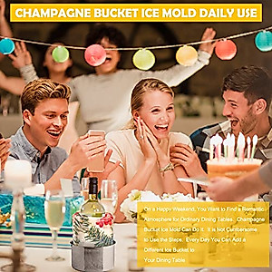 Ice Mold, Wine Chiller, Champagne Bucket Ice Mold, Customized Ice Bucket for Your Champagne, and Various Liquor, Can Be Made in Any Flower Food Coloring and Fruits. Beautiful Chilled Champagne.