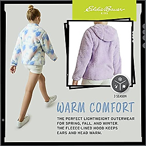 Eddie Bauer Girls Jacket - 2 Pack Ultra Soft Sherpa Fleece Hoodie Sweatshirt for Girls (5-20), Size 18-20, Pastel Lilac