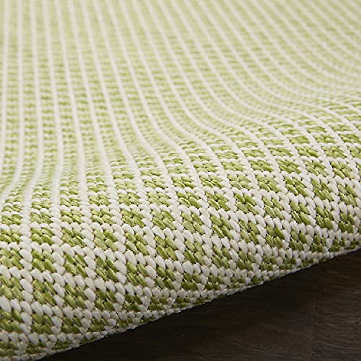 Nourison Courtyard Indoor/Outdoor Ivory Green 3' x 5' Area Rug, Easy Cleaning, Non Shedding, Bed Room, Living Room, Dining Room, Kitchen (3x5)