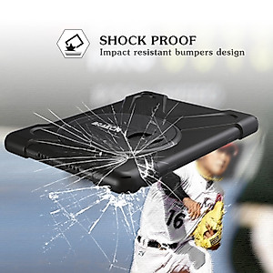 BRAECN iPad Air Shockproof Case - Heavy Duty Full-Body Rugged Protective Case with 360 Degree Swivel Kickstand/Hand Strap/Shoulder Strap for Apple iPad Air 1st Generation 9.7 inch (Black)