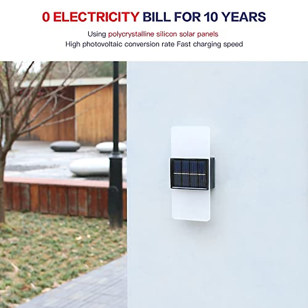 YONCDIAT Solar Lights Outdoor, White and Warm 2 Color,12LED IP65 Waterproof Solar Powered for Wall Outside Garden Fence Porch【2 Pack】 (S)