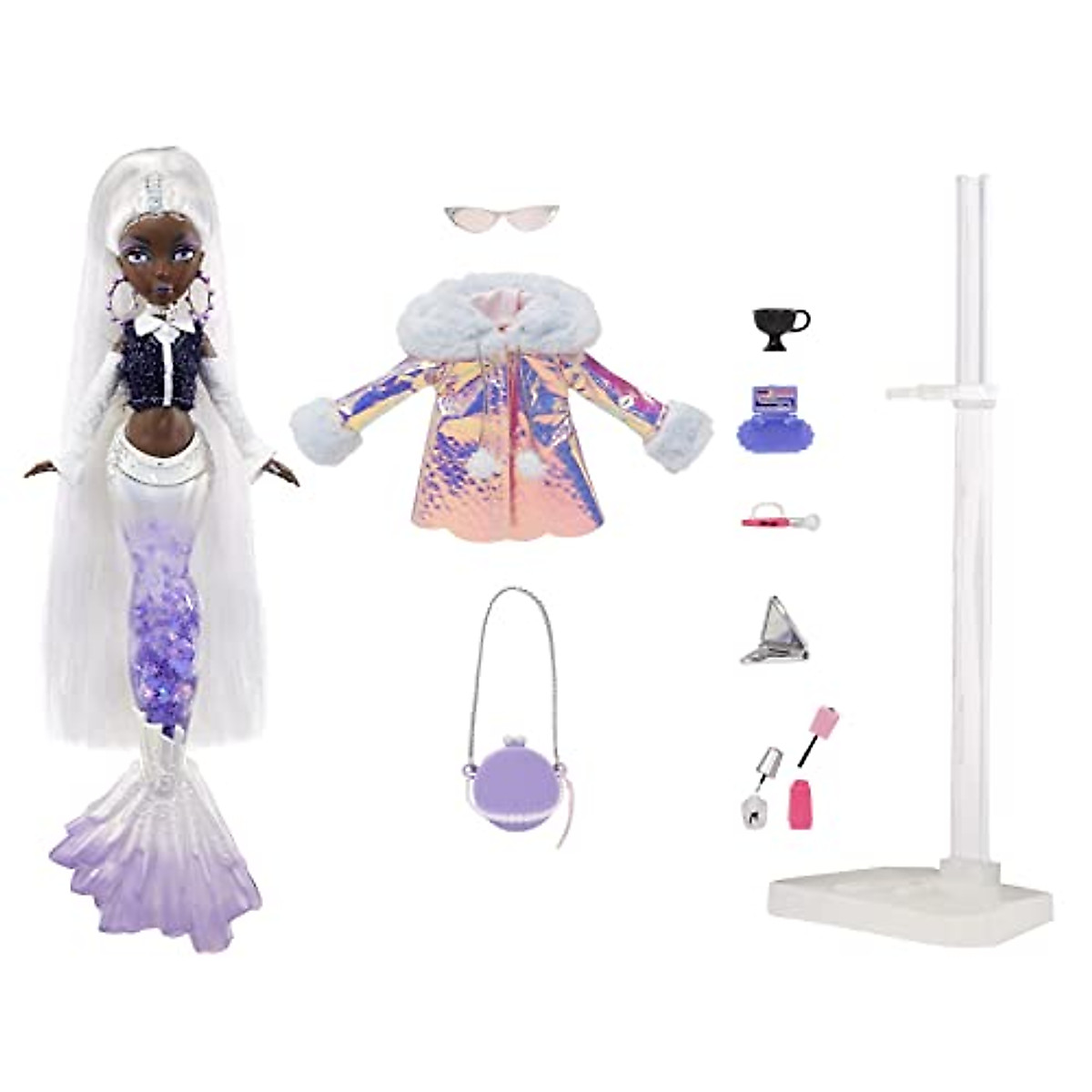 MERMAZE MERMAIDZ™ Winter Waves Crystabella™ Mermaid Fashion Doll with Color Change Fin, Glitter-Filled Tail and Accessories