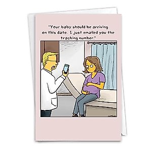 NobleWorks - Baby Tracking Number - Funny Pregnancy Congratulations, New Baby Card with Envelope C6975BBG