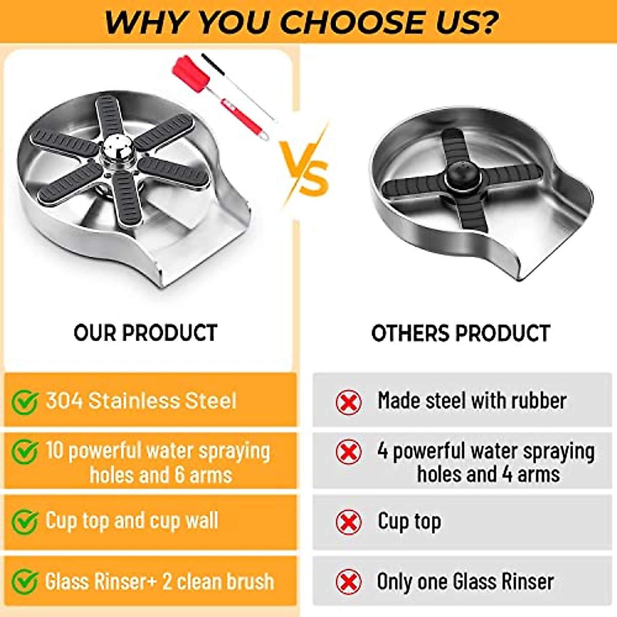 Metal Glass Washer For Kitchen Sink,360 Rotate sprayer, Glass Cleaner For Sink, Glass Cleaner Sink Attachment,Bottle Washer For Sink,Cup Washer Sink Attachment,cup rinser for sink,cup washer for sink