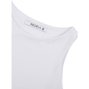 REORIA Women's Sexy Sleeveless High Neck Racerback Cropped Tank Tops Cute Teen Girls Halter Neck Crop Tops Vest White Medium