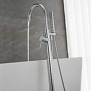 Artiqua Freestanding Tub Filler Bathtub Faucet Chrome Single Handle Floor Mounted Faucets with Handheld Shower