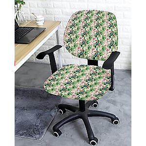 Big buy store Office Chair Cover Butterfly Orchid Desk Chair Cover Stretch Elastic Universal Computer Chair Covers Tropical Flowers Floral Plants Bird Stretch Rotating Chair Slipcovers Protectors