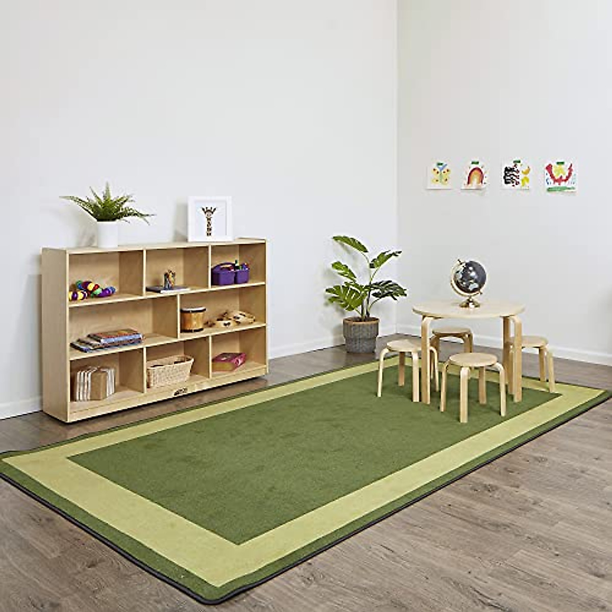 ECR4Kids 8-Compartment Mobile Storage Cabinet, 36in, Classroom Furniture, Natural