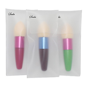Scala Foundation Makeup Sponge Eco Blender Beauty Cosmetics Egg Puff Make Up Sponge Brush (3pcs Green+Rose+Brown)