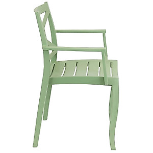 Sunnydaze Tristana Plastic Outdoor Patio Arm Chair - Set of 4 - Stackable Seating - Green
