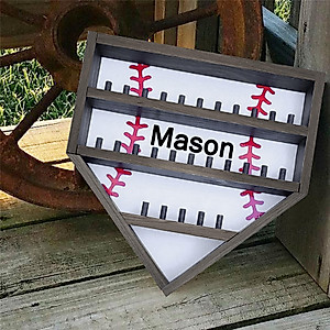 A2MYL Personalized Name Baseball Display Case Softball Storage Stand Baseball Holders for Dad's Collection Memorabilia Baseball Rings (Baseball Display Case - Black)
