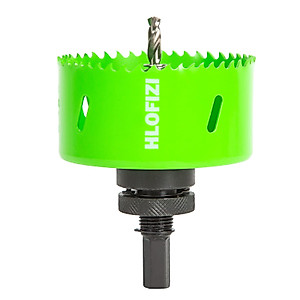 HLOFIZI 3-3/8 Inch Hole Saw Bi-Metal for Wood Metal Plastic with Arbor, Green
