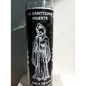 Holy Death (Santa Muerte) 7 Day Black Unscented Candle in Glass
