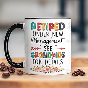 Hyturtle Funny Retirement Mug Gift For Grandma, Retired Under New Management See Grandkids For Details Coffee Mug 11oz, Retirement Gifts, Retired Gifts Mom Nana Women Grandma On Birthday Christmas