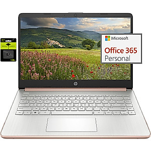 HP Newest 14" Ultral Light Laptop for Students and Business, Intel Quad-Core N4120, 8GB RAM, 192GB Storage(64GB eMMC+128GB Ghost Manta SD), 1 Year Office 365, Webcam, HDMI, WiFi, USB-A&C, Win 11 S
