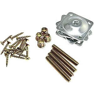 TAODAN 4 Set Furniture Leg Mounting Plates Leg Attachment Plates with Hanger Bolts Screws for Furniture Repair Sofa Table Chair Couch