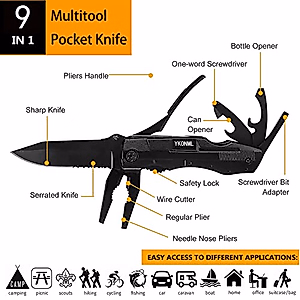 Multitool Pocket Knife Tactical Knife with Blade Saw Plier Screwdriver Folding Built with Full Stainless Steel Perfect Tool for Men Camping Emergency Outdoor Gifts for Men Him Dad Husband Boyfriend