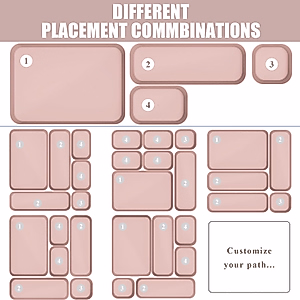 Homhut Plastic Drawer Organizers, 18 PCS Bathroom Drawer Organizer Bins, Desk and Vanity Organizer Plastic Tray, Makeup organizer and storage for Bedroom, Kitchen Gadgets Utensils and Office (Pink)