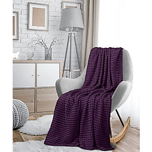 Utopia Bedding Plum 100% Cotton Waffle Blanket 300 GSM [Queen - 90x90 Inch] Soft Lightweight Breathable Bed Blanket for All Season