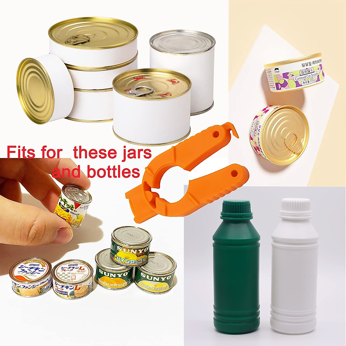 2 Pack 3 in 1 Bottle Can Opener Plastic Water Bottle Opener Jar Opener Twist-Off for Bottle Gripper Weak Hands Children Seniors Elderly Arthritis Sufferers Lid Seal Remover