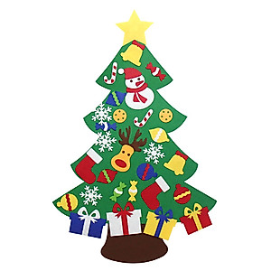 3.2 Ft Felt Christmas Tree for Toddlers with 30 Detachable Christmas Ornaments, Xmas Gifts, Door Wall Hanging Decorations