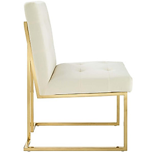 Modway Privy Performance Velvet Gold Stainless Steel Dining Chair in Gold Ivory